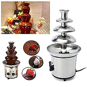 4 Tier Stainless Steel Electric Chocolate Fondue Fountain Machine 4-Pound Capacity for Chocolate Candy Butter Cheese (4-Tier)