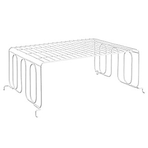 mDesign Versatile Metal Wire Closet Shelf Divider and Separator with Top Shelf for Storage and Organization in Bedroom, Bathroom, Kitchen and Office Shelves - Easy Install, 2 Pack - White