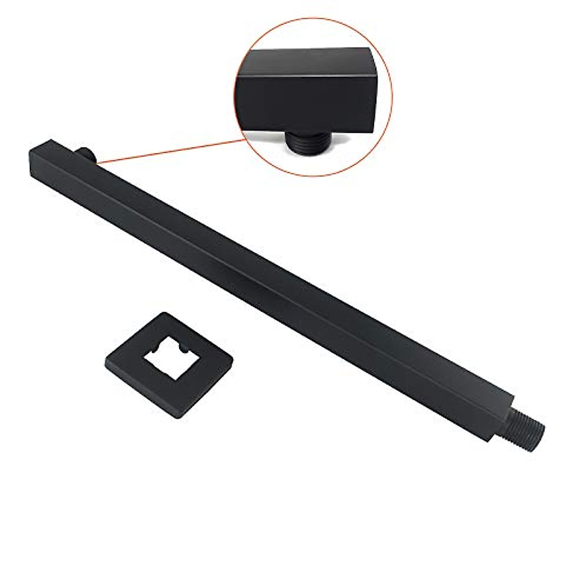 NearMoon 16 Inch Shower Arm, Rain Shower Head Extension Extender, With Flange and Teflon Tape, Made of Thicken Stainless Steel for Bathroom Rainfall Showerhead (Matte Black)