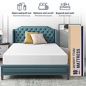 IULULU 10 Inch Twin Size Memory Foam Mattress, Bed in a Box Mattresses, Breathable Removable Quilted Cover, Medium Feeling, White