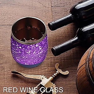 WYUSPGK 304 Stainless Steel Insulated Cup, Sparkling Purple Glitter Print Smooth Rim, Durable & Reusable - Perfect for Office, Home, And Travel