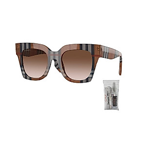 BURBERRY Kitty BE4364 396713 49MM Check Brown/Brown Gradient Square Sunglasses for Women + BUNDLE With Designer iWear Eyewear Kit