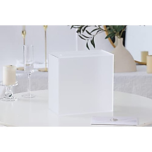 UNIQOOO Frosted Acrylic Wedding Card Box with Slot, Thick DIY Large 10x10x5.5 inch w/ No Print, Wedding Receptions Wishing Well Money Box, Birthday, Memory Box