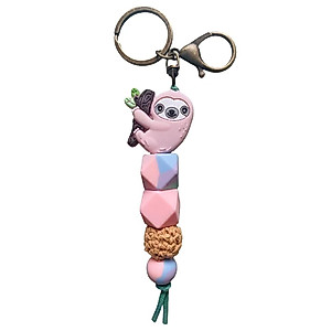 Lemua Sloth Key Chain for Women Cute Sloth Keychain Chunky Keychain Backpack Accessories Silicon Bead Key Chains for Car Keys Purse Jewelry Party Favors