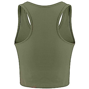 Boao 4 Pieces Basic Tank Tops Sleeveless Racerback Crop Top for Women(Black, White, Army Green, Coffee,Large)