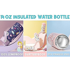 Fimibuke Kids Bento Lunch Box with 4 Compartments, Insulated lunch Bag, Stainless Steel Insulated Water Bottle, Ice Pack & Utensils, Birthday Gifts for Ages 3-12 Back to School Toddler Girls Boys