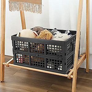 Ramddy 34 Quart Collapsible Crate, Plastic Storage Bins Basket, 3 Packs