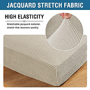 H.VERSAILTEX Super Stretch Individual Seat Cushion Covers Sofa Covers Couch Cushion Covers Slipcover Sets Thick Jacquard Textured Twill Fabric (3 Piece Sofa Cushion Covers, Island Fossi)
