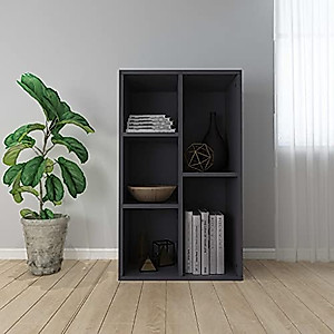 WIFESE Bookshelf Book Cabinet 19.7"x9.8"x31.5" Cubby Storage Organizer Record Player Stand Bookcase with Doors Bookshelf with Cabinet Storage Shelf for Living Room Small Cabinet Gray