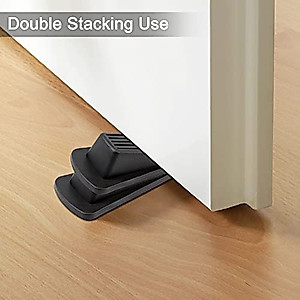 Door Stoppers 4 Pack Premium Rubber Door Stoppers Wedge Sturdy Stackable Door Stops for Carpet Heavy Duty Door Stoppers for Bottom of Door on Tile （Black）