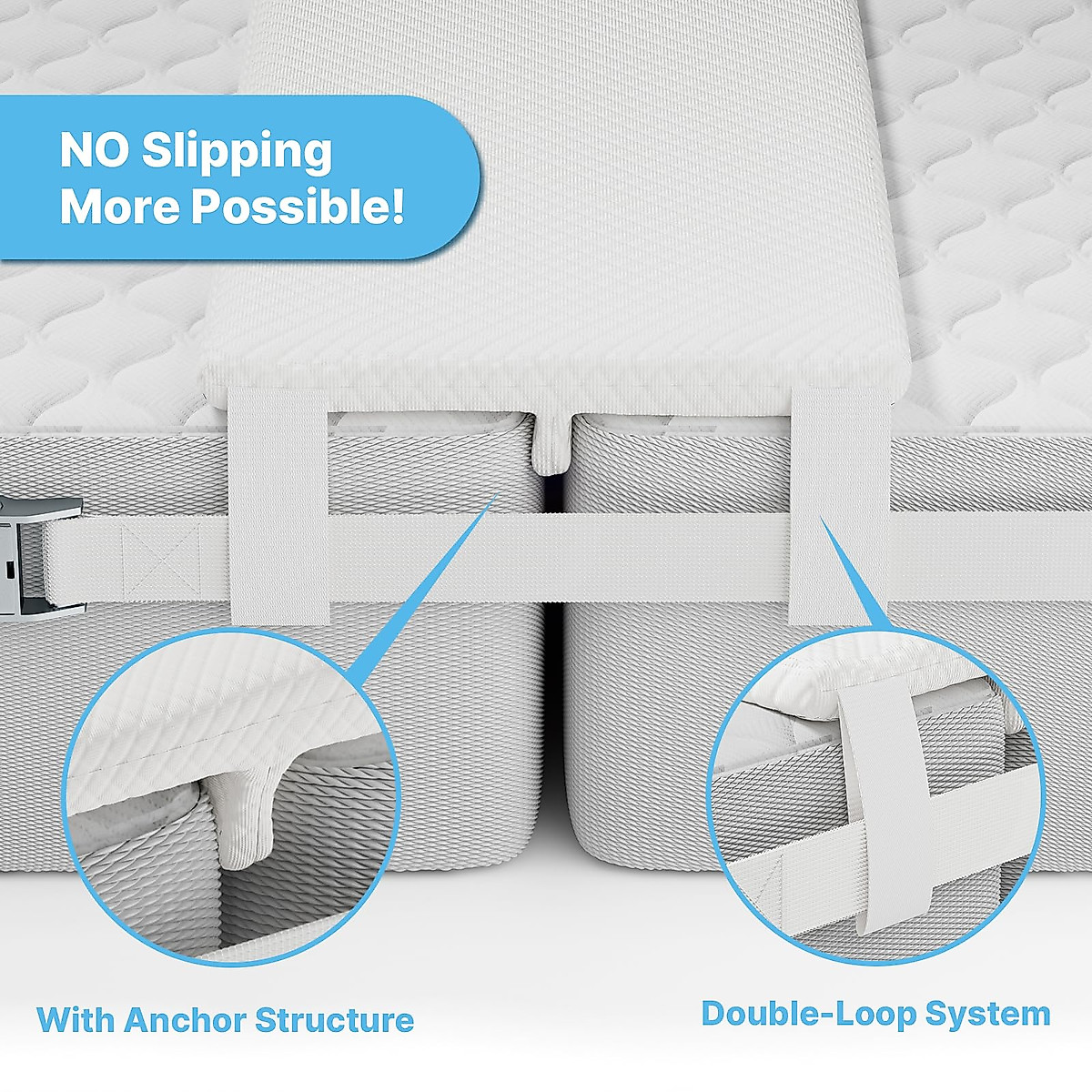 HUGCHG Bed Bridge Twin to King Connector Kit,12" Extra Wide Bed Gap Filler,Adjustable Mattress Connector with Straps for Twin Beds