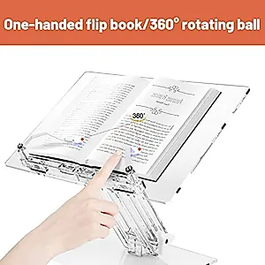 Acrylic Laptop Stand for Desk, Book Stand, Clear Laptop Riser Adjustable Height, Foldable Portable Adjustable Laptop Stand Compatible with MacBook Pro Other Notebooks