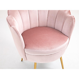 hegmentine Modern Accent Home Office Chair Desk Chair Task Vanity Chair Makeup Chairs Velvet Living Room, Bedroom…(Iceberry Pink)