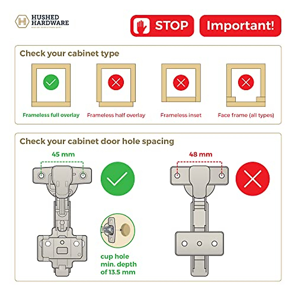 Hushed Hardware 20 Pack Frameless Full Overlay Adjustable Closing Speed Soft Close Cabinet Hinges. Premium Soft Close Hinges for Kitchen Cabinets. Self-Closing Door Hinges for Cabinet Door.