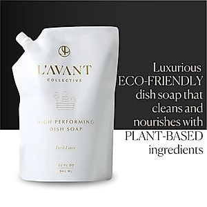 L'AVANT Collective High Performing Dish Soap Refill | Plant-Based Ingredients & High Performing Formula | Fresh Linen Scent | 32 FL oz/946 mL