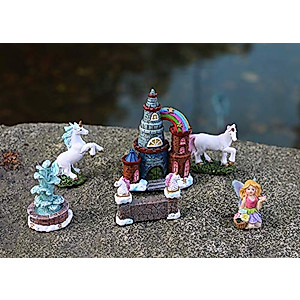 BangBangDa Unicorn Figurines Fairy Garden Accessories - Miniature Unicorn Gift Set Outdoor Garden Decoration – Fairy Figurines Castle Fountain Girl Birthday Gifts (Set of 23)