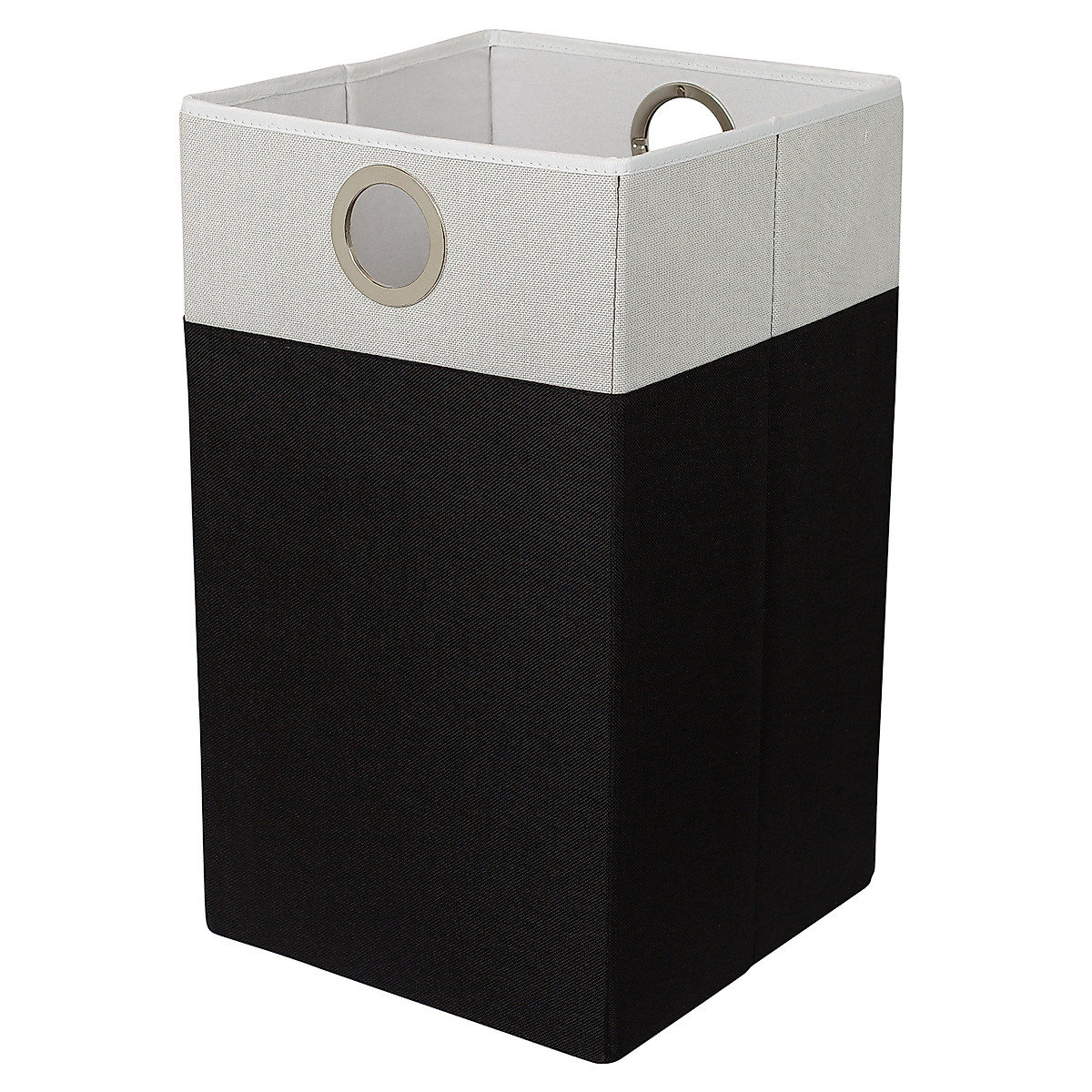 BirdRock Home Folding Cloth Laundry Hamper with Handles - Dirty Clothes Sorter - Easy Storage – Collapsible Bin – Home Organization – Black and White