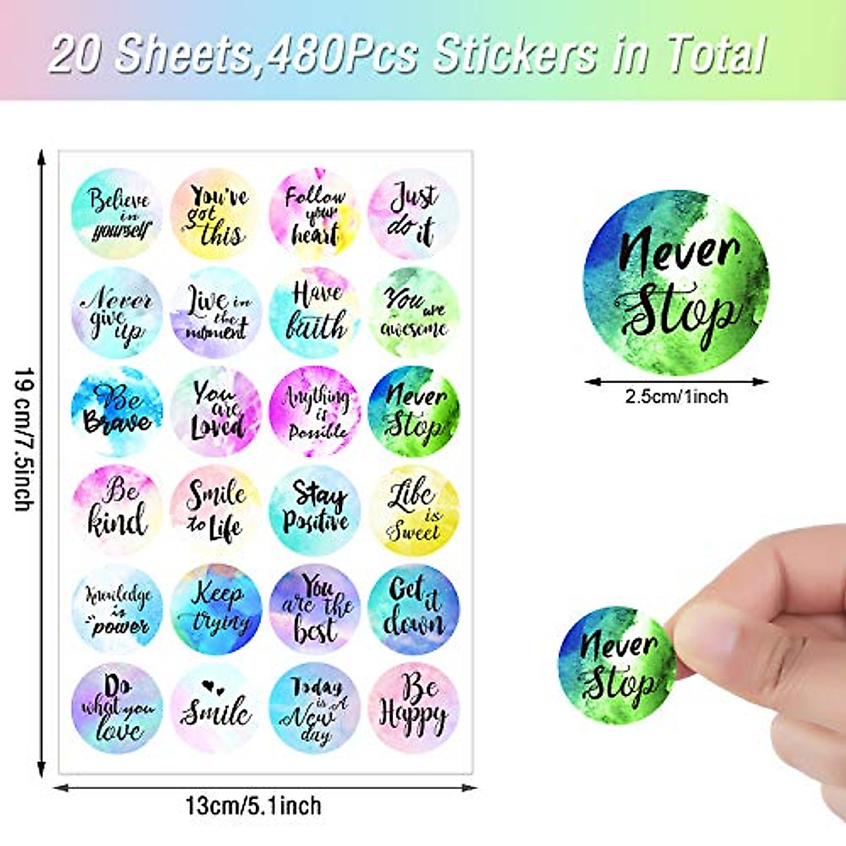 480 Pieces Inspiring Planner Stickers Inspirational Quote Stickers Encouraging Stickers Motivational Encouragement Stickers for Book Phone Car Bike Scrapbook