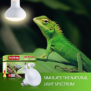Jugbuy Reptile Heat Lamp Bulb, 100 Watt UVA Daylight Basking Spot Light for Bearded Dragon, Turtle, Lizard, Snake, Tortoise, Chameleon, Amphibians - 2 Pack