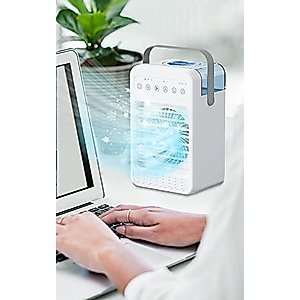 Portable Air Conditioners Fan, 600ml Water Tank Personal Mini Air Conditioners with 4 Wind Speeds, 2-6H Timer USB Evaporative Air Cooler Fan with LED Light for Home Office Bedroom Kitchen