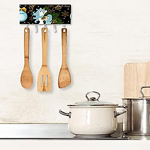 Christmas Unicorn Magical Floral Rack Organizer with 5 Hooks Wall Bathroom Kitchen Shelf Rack Multifunctional Storage Shelf
