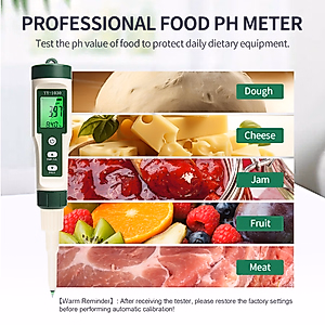 RAINLEOTI Digital pH Meter for Food,Food PH Tester 2 Probe 0.01 Resolution High Accuracy Digital PH Meter with Backlit LCD Display & ATC for Meter,Sourdough,Fruit,Cheese,Bread,Soft Soil Water&Solution
