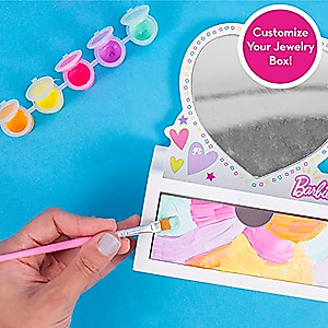 Barbie Paint Your Own Jewelry Box, Customize A Heart-Shaped Vanity & Jewelry Box with Acrylic Paints, Create 5 Pieces of Jewelry, 100+ Charms & Beads, Bead Kit for Kids Ages 5, 6, 7, 8