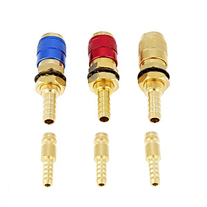 3Pcs Quick Connectors 8mm Brass Connector Fitting Water Cooled & Gas Adapter Argon Quick Connect Fittings for TIG Welding Torch