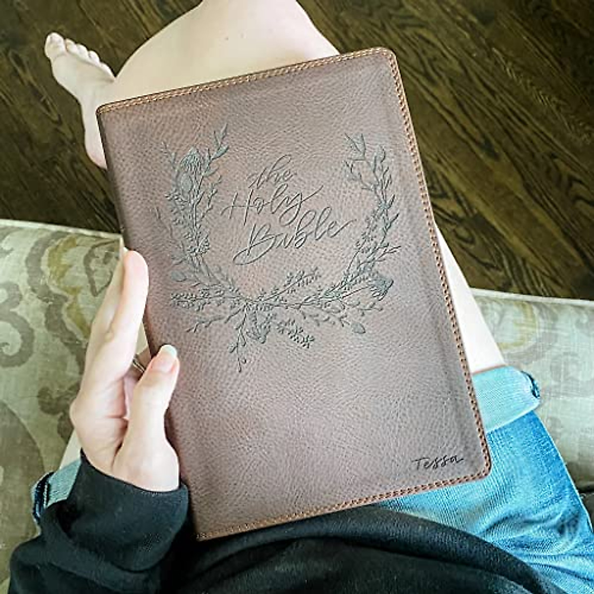 Hand Lettered and Laser Engraved NIV Reference Leathersoft Bible, Personalized Gift, Custom Name Engraving Available