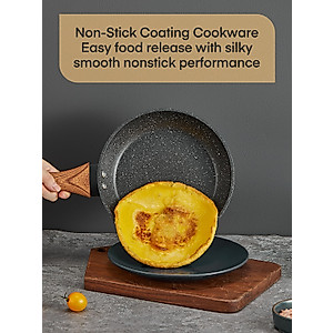 FOHERE Pots and Pans Set with Lids 15 PCS, Aluminum Nonstick Induction Cookware Sets, with Frying Pans, Saucepans, Stock Pot, Pizza Pan, Griddle Pan, and Food Steamer, Silicone Food Strainer, Black