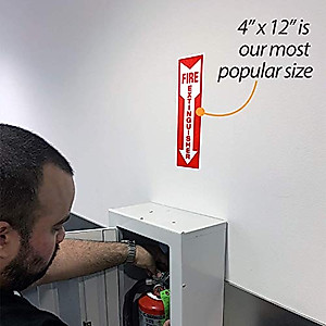 SmartSign Reflective Fire Extinguisher Sign Label with Down Arrow (PACK of 3) 4" x 12" Vertical Sign, Engineer Grade Reflective Stickers/Decals