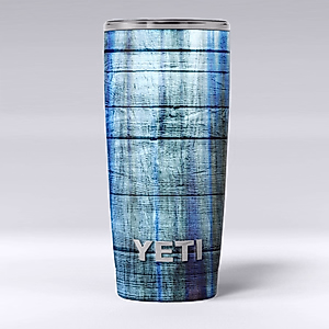Design Skinz Blue and Green Tye-Dyed Wood - Skin Decal Vinyl Wrap Kit Compatible with The Yeti Rambler Cooler Tumbler Cups