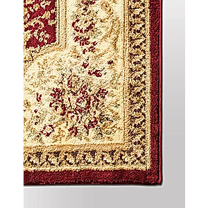 Unique Loom Versailles Collection Traditional Classic Medallion Motif Area Rug (4' 0 x 4' 0 Square, Burgundy/ Ivory)