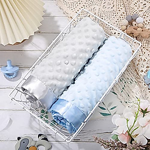 3 Pieces Baby Blankets for Girls and Boys Soft Dot Blankets with Silky Satin Backing, Double Layer Gender Baby Receiving Blanket for Newborn, Toddler, Infant Gifts, 30 x 40 Inch