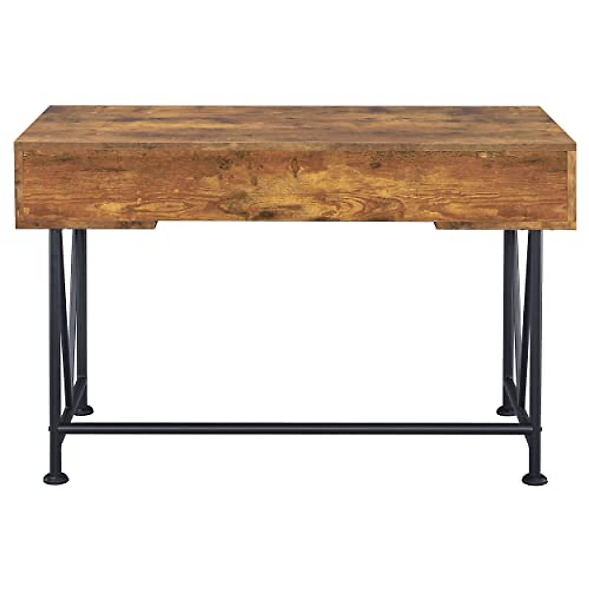 Coaster Furniture Analiese Farmhouse 3 Drawer Home Office Writing Desk Black Metal Base Antique Nutmeg Brown 801541