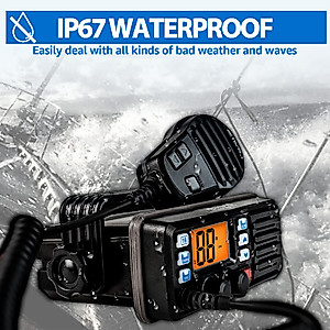 Retevis RM20 Marine VHF Radios for Boats, Marine Band Radio, Built in GPS, DSC, IP67 Waterproof, NOAA Weather, Fixed Mount Ship to Shore Radio for Boats(Black)