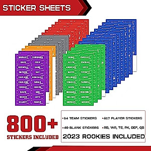 Sumapner Fantasy Football Draft Board 2023-2024 Kit, 817 Player Labels, 6 FT x 4 FT Extra Large Board with 14 Teams 20 Rounds, Including 2023 Top Rookie, Premium Color Edition