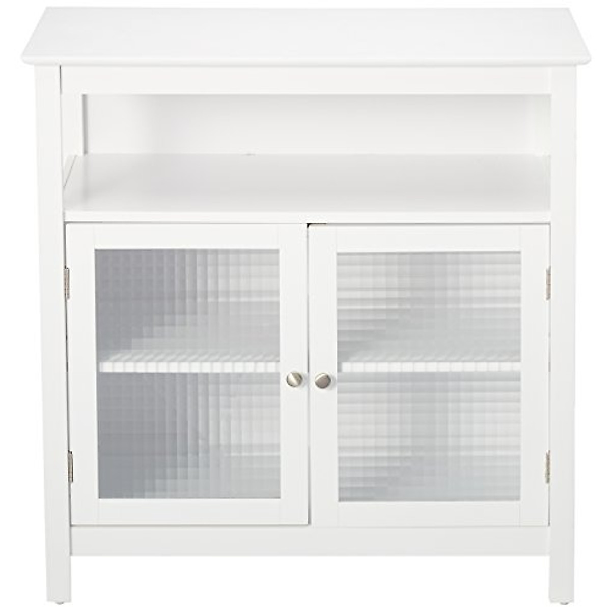 Kings Brand Furniture White Finish Wood Kitchen Storage Buffet Cabinet With Glass Doors
