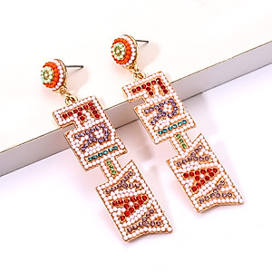 Teacher Earrings for Women Beaded Dangle Earrings Colorful Rhinestone Back To School Teacher Dangle Earrings Teacher Appreciation Gifts (FRI-YAY)