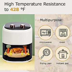 Palksky 150Pcs Air Fryer Baking Paper Round - Air Fryer Baking Liners, Baking Paper for Air Fryer Water-proof, Oil-proof, Non-stick, Parchment Baking Paper for Baking Roasting Microwave(7.9Inch)