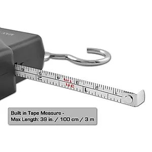 South Bend Digital Hanging Fishing Scale and Tape Measure with Backlit LCD Display, 110lb/50kg Weight Capacity (Batteries Included)
