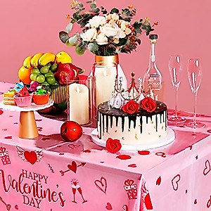 3 Pack Valentine's Day Tablecloth Valentine Tablecloth Valentines Day Party Decoration Plastic Rectangular Love Heart Table Cover Valentines Day Wedding Anniversary Birthday Decor 54 x 108 Inch