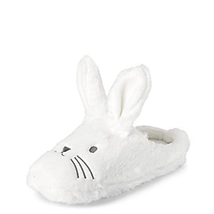 The Children's Place Slipper, White Bunny, 12 US Unisex Big Kid