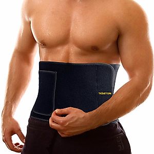 TESETON Plus Size Waist Trainer for Men Women, Waist Trimmer for Men Women, Sweat Belt Plus Size, Wraps for Belly Fat, Sauna Stomach Sweat Band Sport Fitness 01 Black XL