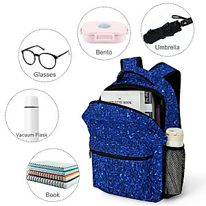 MEIKKO Navy Blue Glitter Backpack Bling Shiny 3d Large computer Bags with Chest Strap,Lightweight Casual Daypack for Women Men Hiking Travel Work and Business 16 Inch