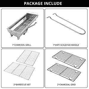 Outvita Portable Charcoal Grill, 28x 13 x 27" Foldable Barbecue Grill, Stainless Steel BBQ Grill and Smoker for Outdoor Cooking Camping Hiking Party Picnic Garden Beach