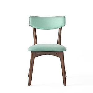 Christopher Knight Home Alma Mid-Century Wood Dining Set with Fabric Chairs, 5-Pcs Set, Natural Walnut / Mint