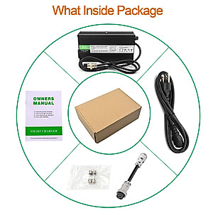 AFU 67.2V 8A Charger 60V Li-ion Battery Smart Charger Black Aluminum Case with Cooling Fan Output GX16 1+3- Plug/GX16 1+2- Plug for 16S 60V Li-ion Battery