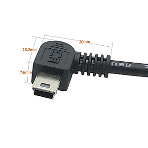 1.64feet Mini USB Right Angle USB A Male to Mini USB B 5Pin Male Charging Cable Adapter Left Angle Data Charge Sync Cable Mini USB Cable - A to Mini B (Left Angle(0.5m/1.64Feet))