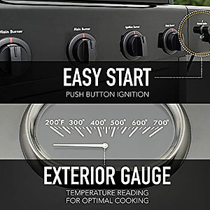 Kenmore PG-A40406S0L-1 BBQ Grill | 4-Burner Outdoor Barbecue Liquid Propane BBQ Gas Grill with Side Burner and Side Tables, 53000 BTU, Open Cart, Black